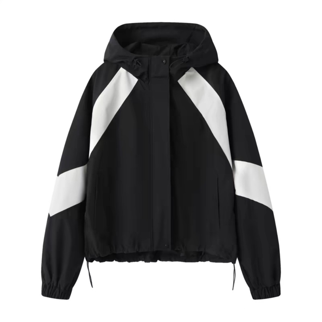 Men's and women's windJacket with hat made of thick 3-layer elastic ...