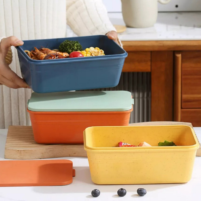 Rectangular plastic food containers with lids in 4 colors | Shopee Malaysia