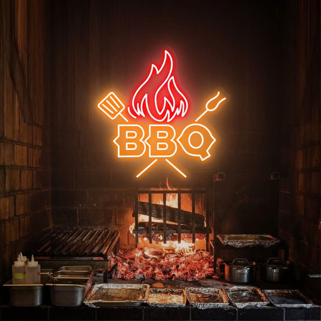 Bbq Letter LED Neon Light for Barbecue Restaurant Kitchen Living Room ...