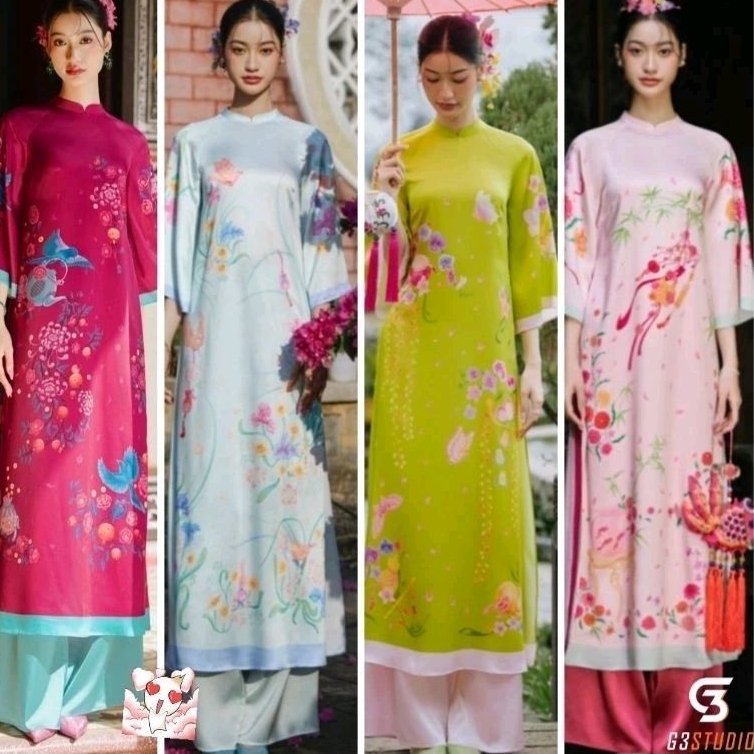 CNY Styled ao dai made of soft, stretchy silk, beautiful and smooth ...