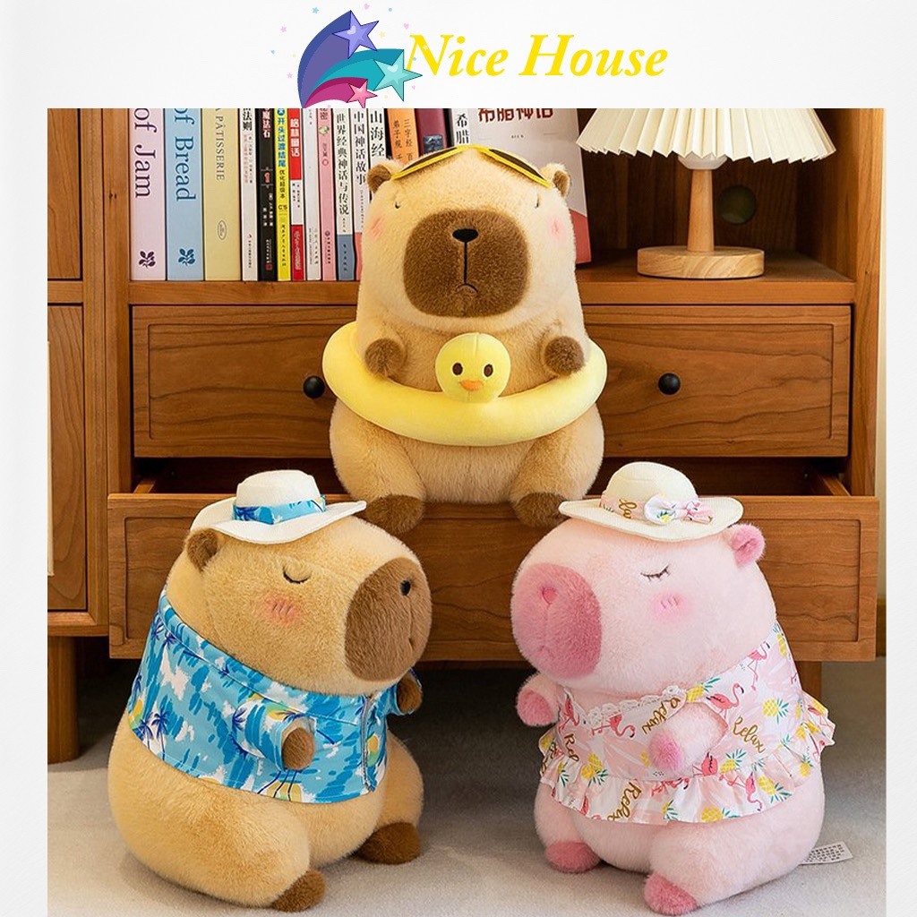 Capybara Teddy Bear wearing capybara duck float swimsuit, capybara bear ...