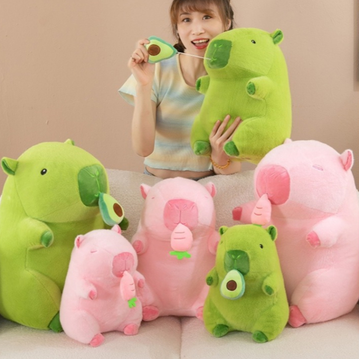 Lovely Avocado Capybara Teddy Bear, cute avocado-eating blue Capybara ...