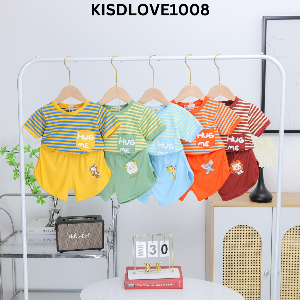Sleeve clothing set (LNN20) short Shorts fabric, horizontal striped ...