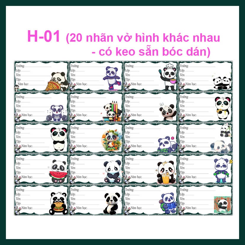 Panda notebook labels (1 set of 20 notebook labels) | Shopee Malaysia