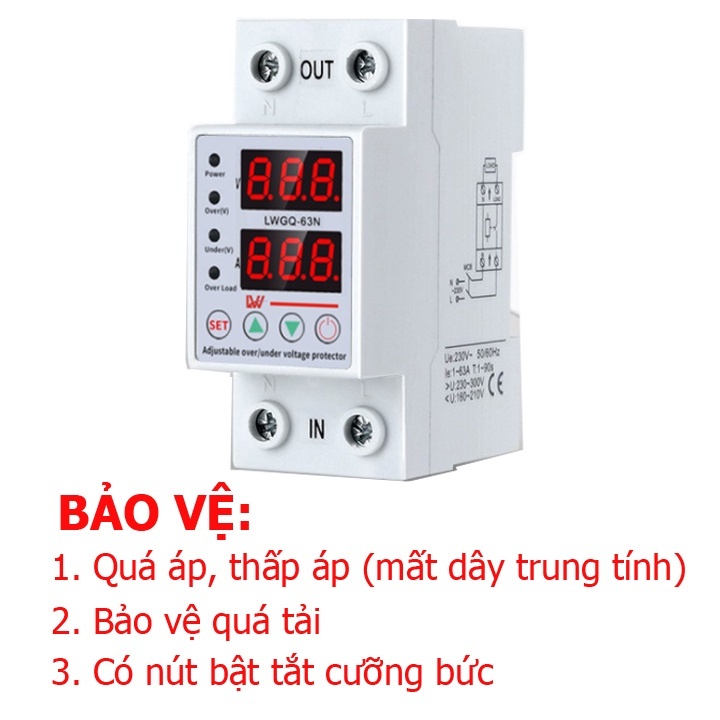 Overcurrent and overvoltage protection (load) 63A LW (2 LCD) | Shopee ...