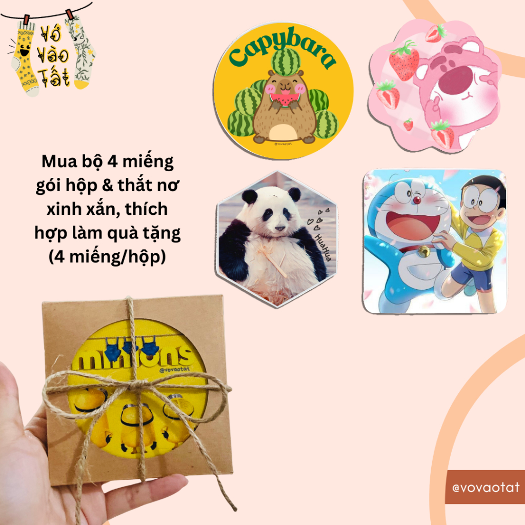 (PRINT On DEMAND) Coasters shaped like Labubu, Panda, Doraemon ...