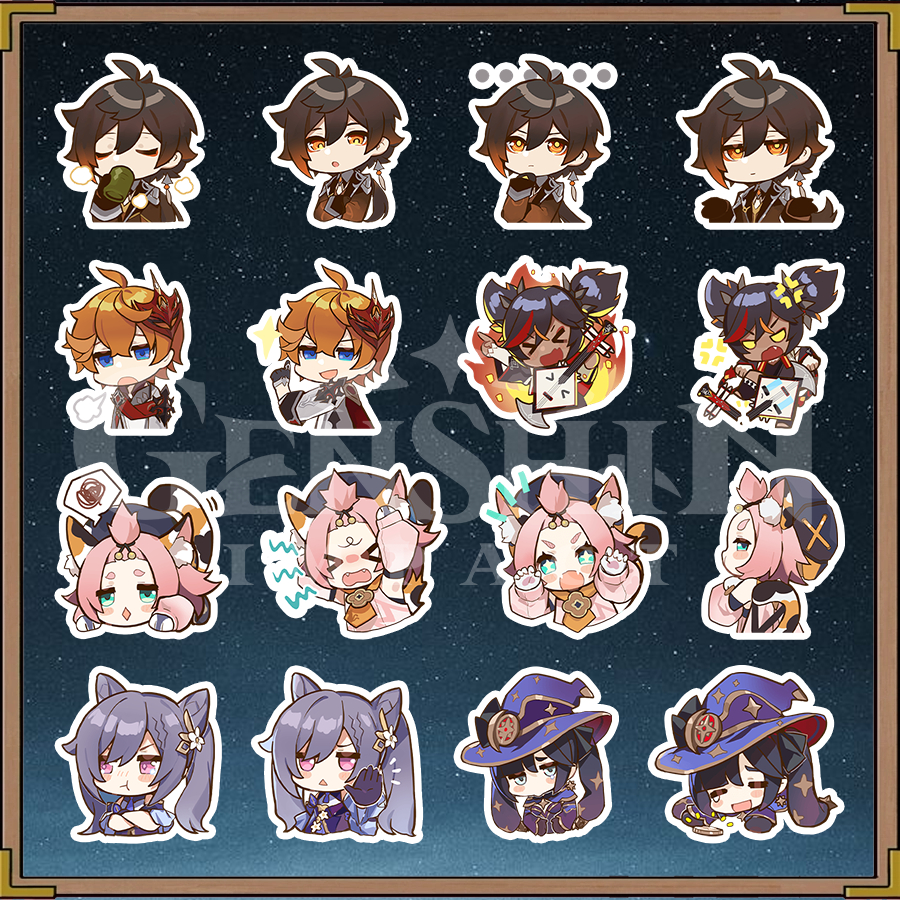 [Genshin Impact ]Set 16 Stickers Diona Characters, Keqing, Mona ...