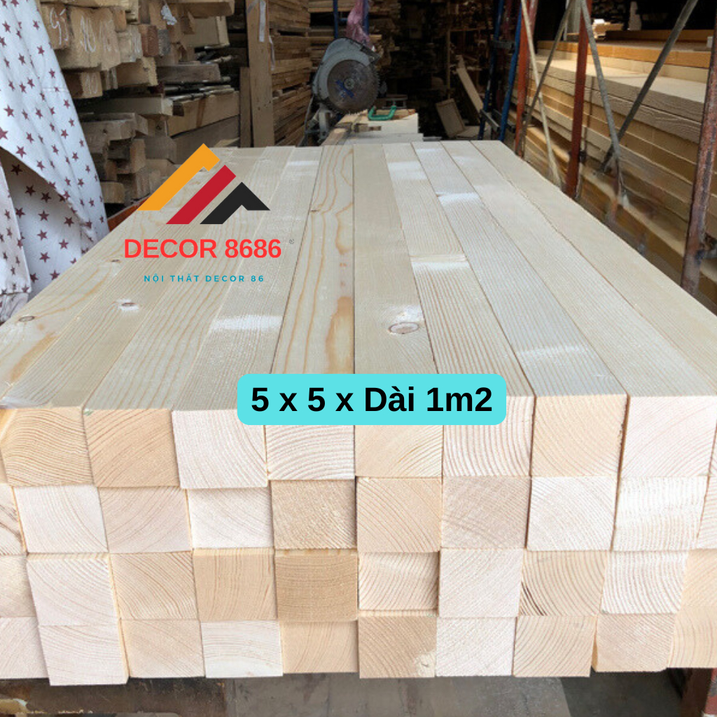 Square Pine Wood Bar 5cm Long 1m2, Sawn Pine Wood Square Bar Smoothly ...