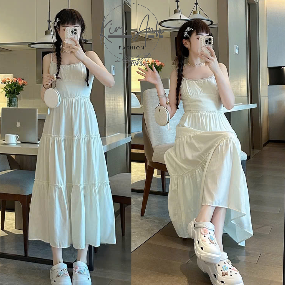 Guangzhou spaghetti straps dress with 3-storey lace border and raw silk ...