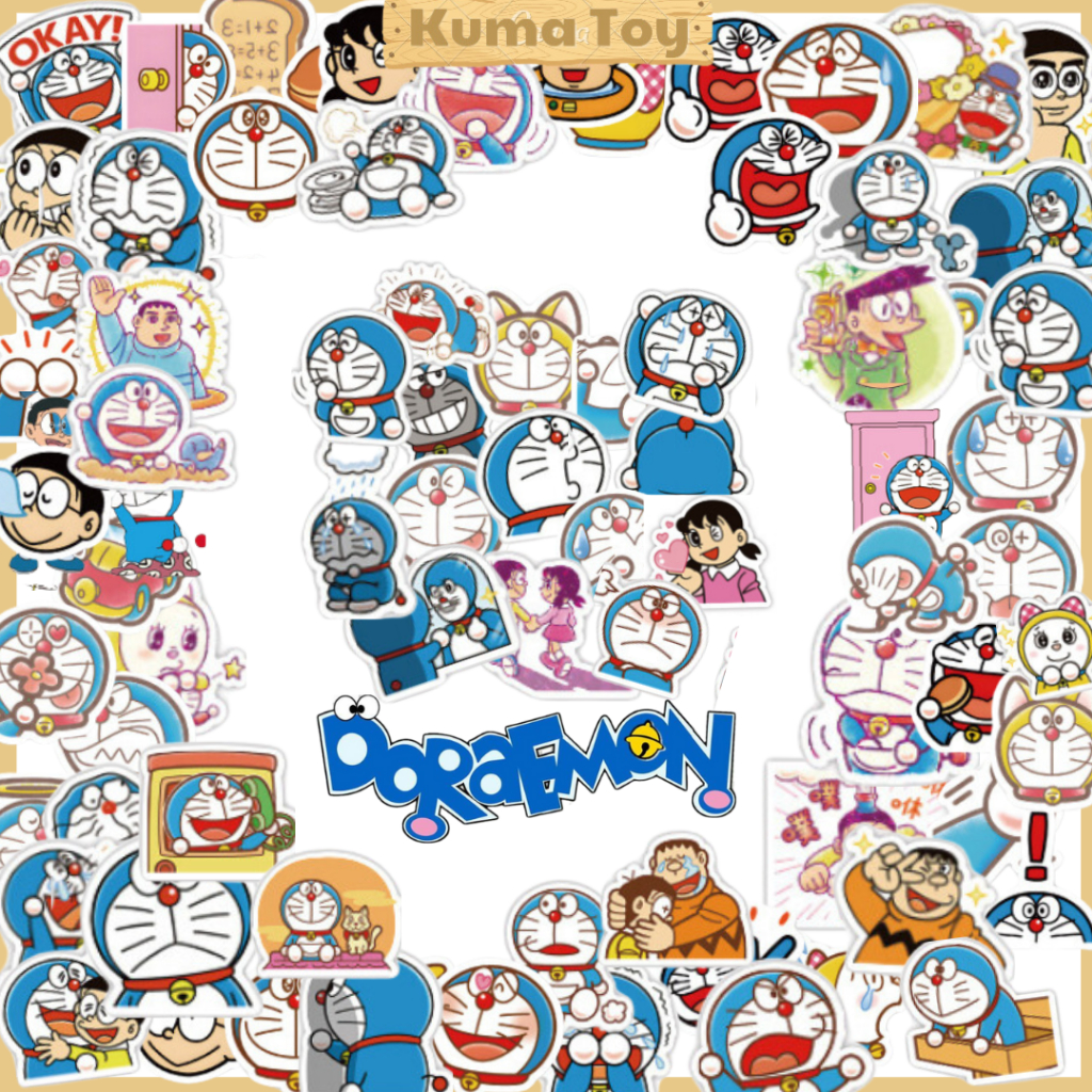 [Combo] 80 Super Beautiful Doraemon Waterproof PVC decal nobita ...