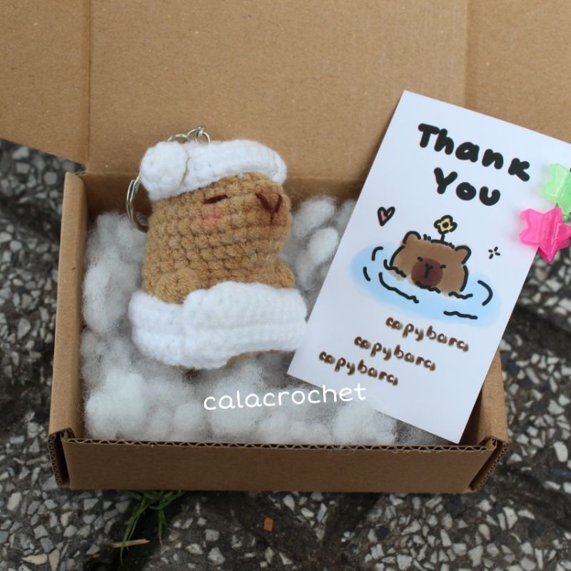 Capybara Capybara keychain wrapped in handmade wool towel (real photo ...