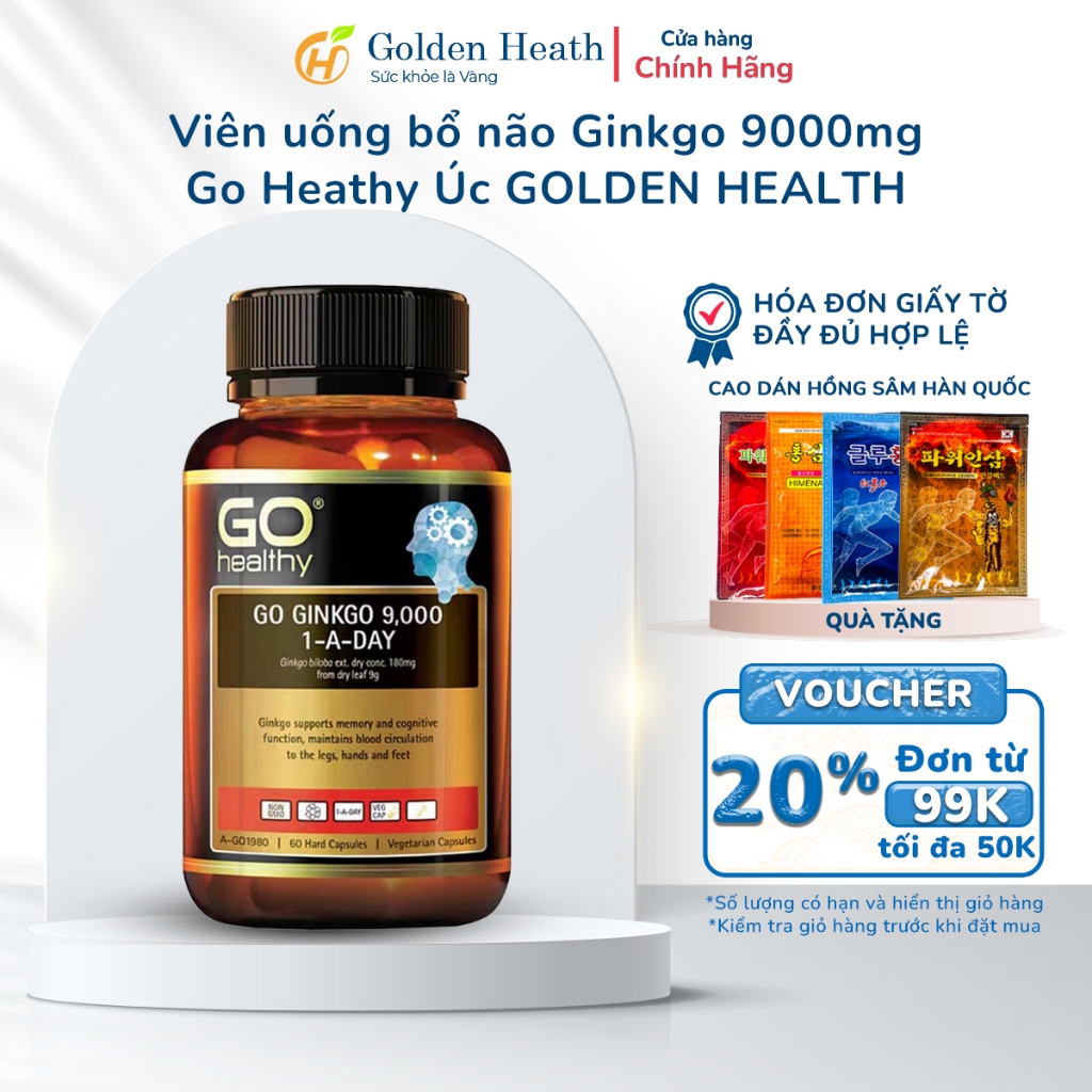Ginkgo 9000mg Go Heathy Australia GOLDEN Healthy Brain Tonic Tablets ...