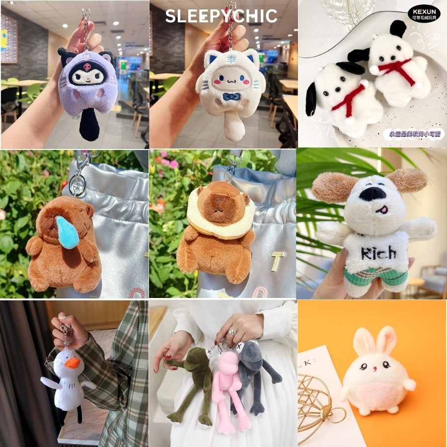 Capybara Bear Keychains, KUROMI Teddy Bear Keychains Hang Backpack bag ...