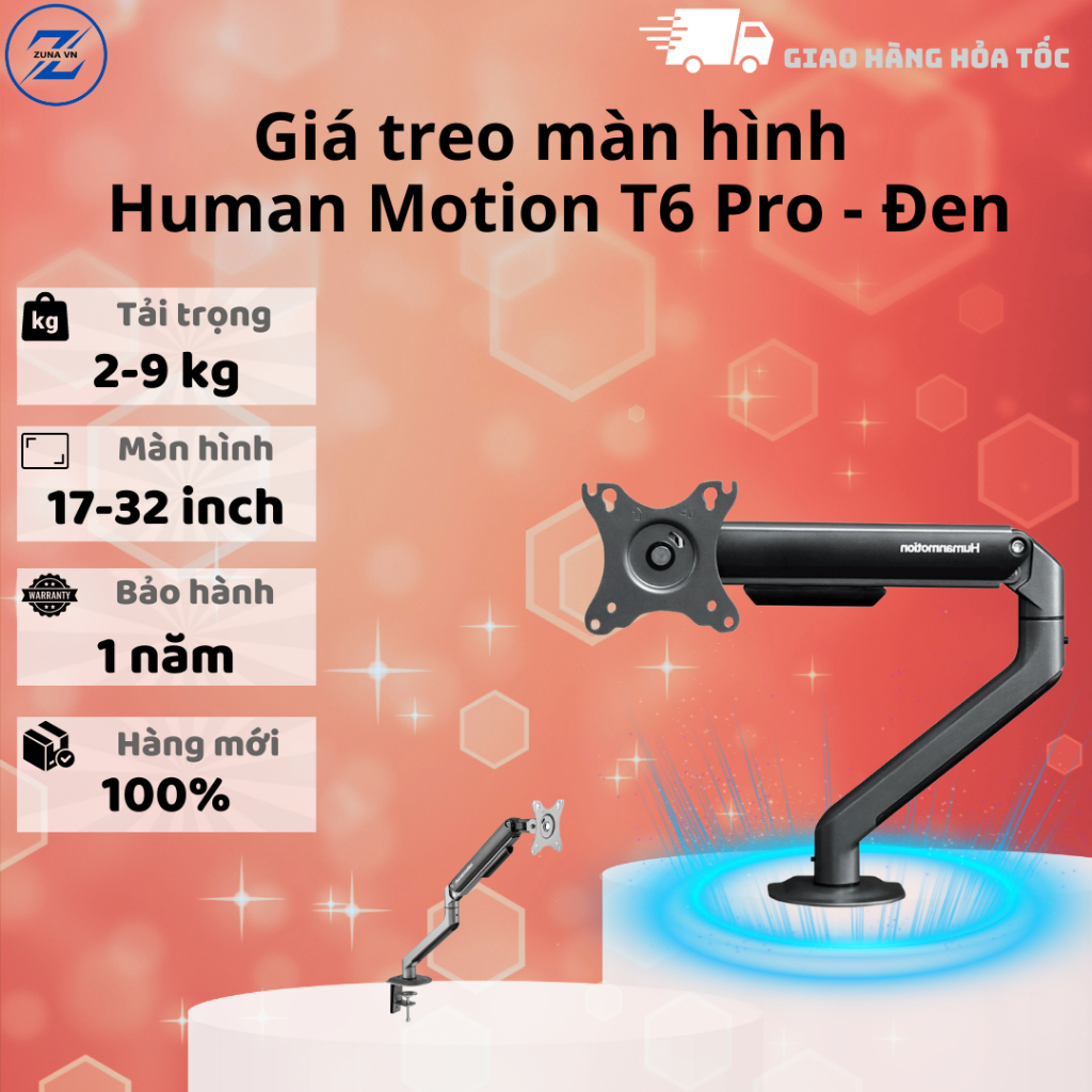 Human Motion T6 Pro monitor mount - Black - Genuine 12 month warranty ...