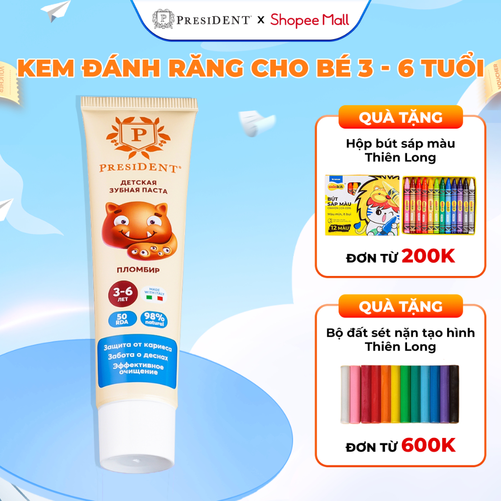 President toothpaste for children from 3 - 6 years old helps strengthen ...