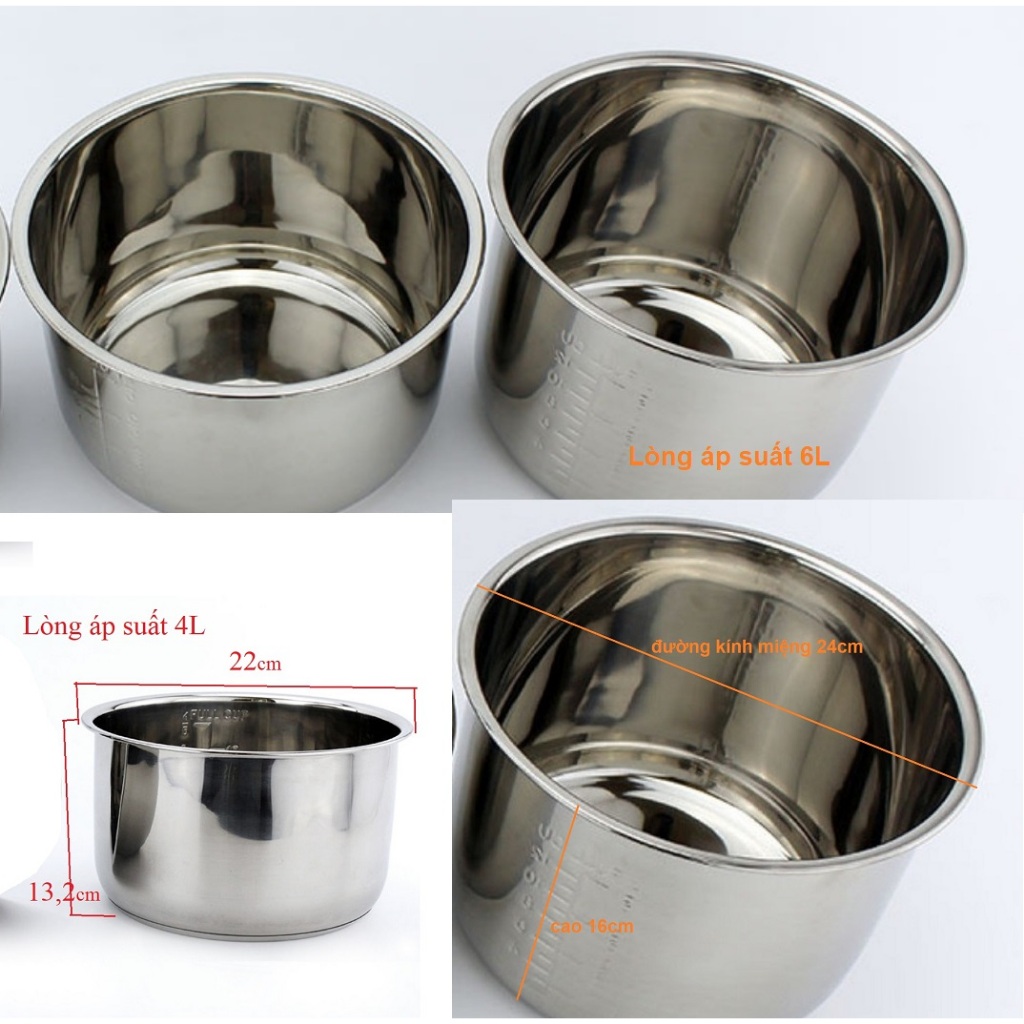 Stainless steel pressure cooker with capacity of 4 liters, 5 liters, 6 ...