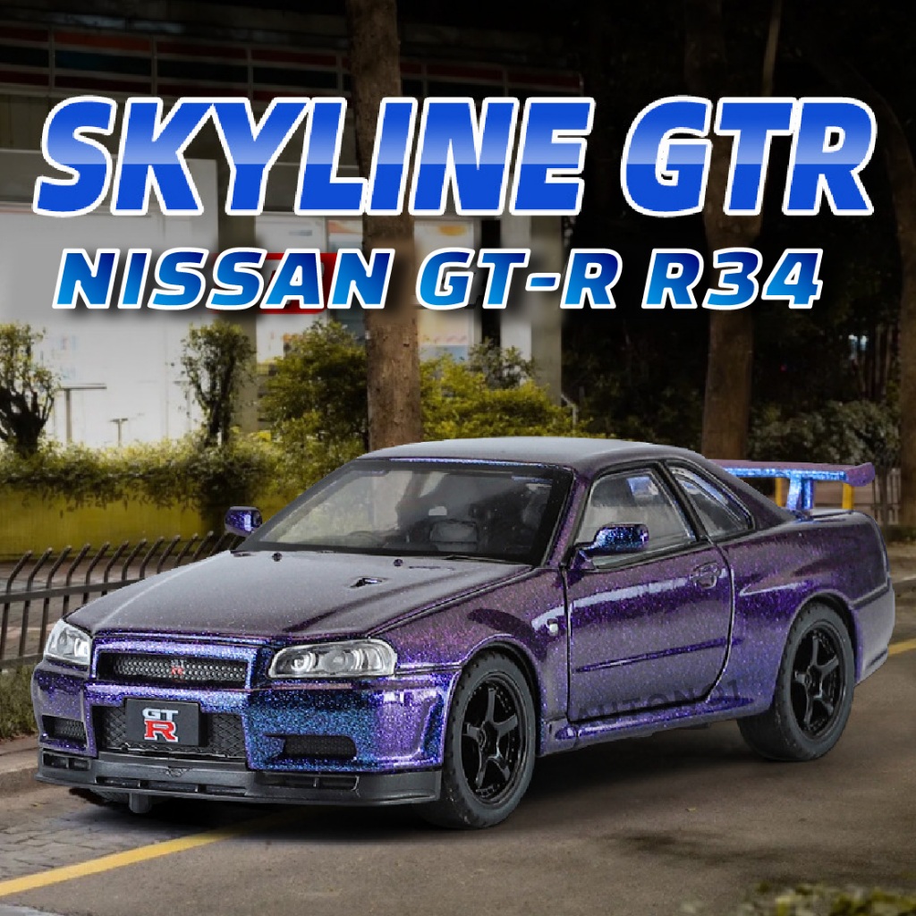 Nissan GT-R R34 F&F full open Car Model - full Glass - With Lights - 1: ...