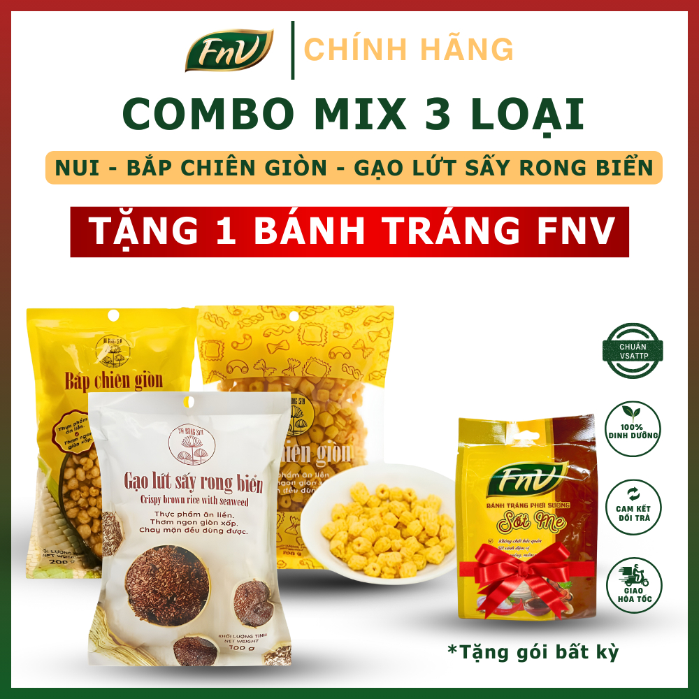 [COMBO Mix 3] Pasta - Crispy fried corn - Dried brown rice with seaweed ...