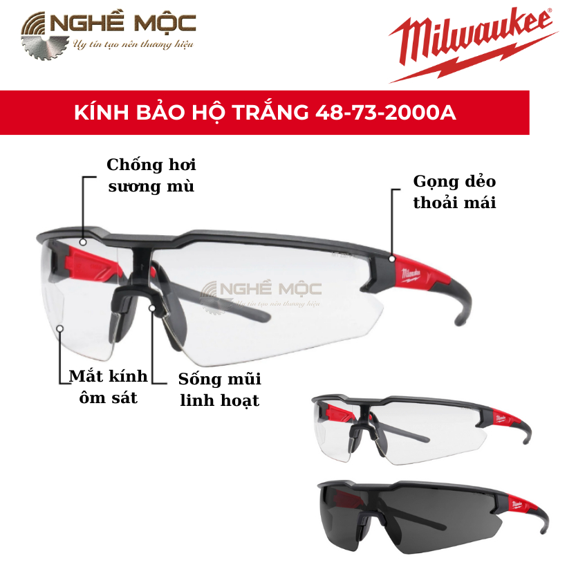 Milwaukee white + color safety glasses 48-73-2000, 48-73-2005 | Shopee ...