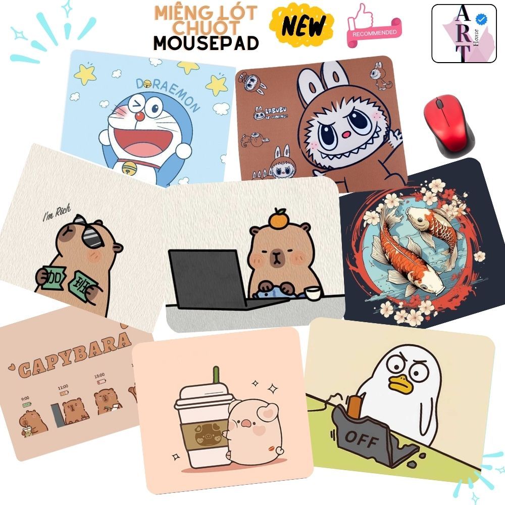 MousePad Koi Fish Capybara Duck OFF Pig Milk Tea Cartoon Labubu ...