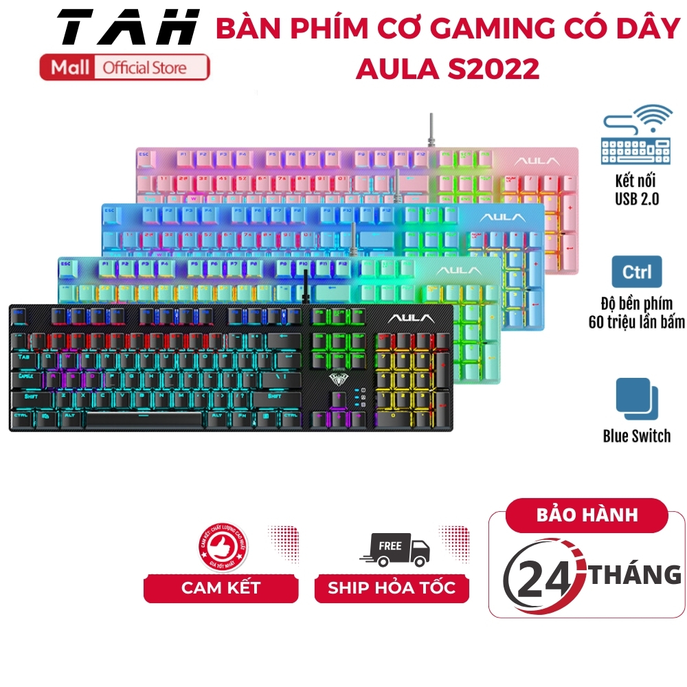 Aula S2022 Full Size Mechanical Keyboard, Cheap Blue Switch LED RGB ...