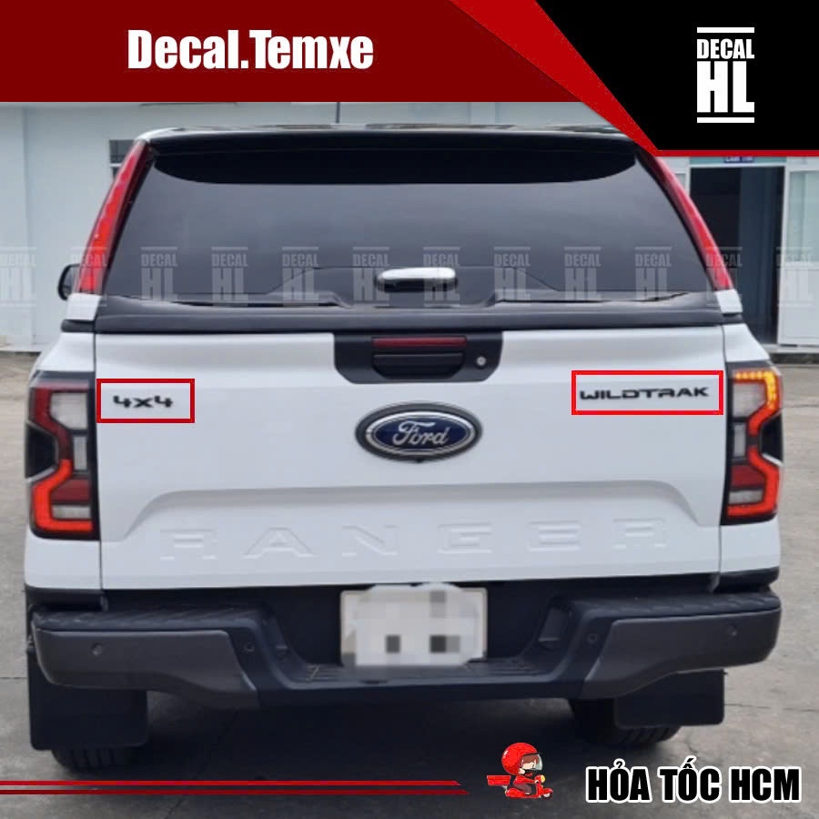 Emerged LETTERS 4x4 WILDTRAK pasted on the back of Ranger. 4x4 embossed ...