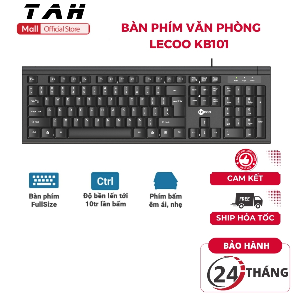 Cheap Office Wired Computer Keyboard KB101, Genuine TAH OFFICIALSTORE ...