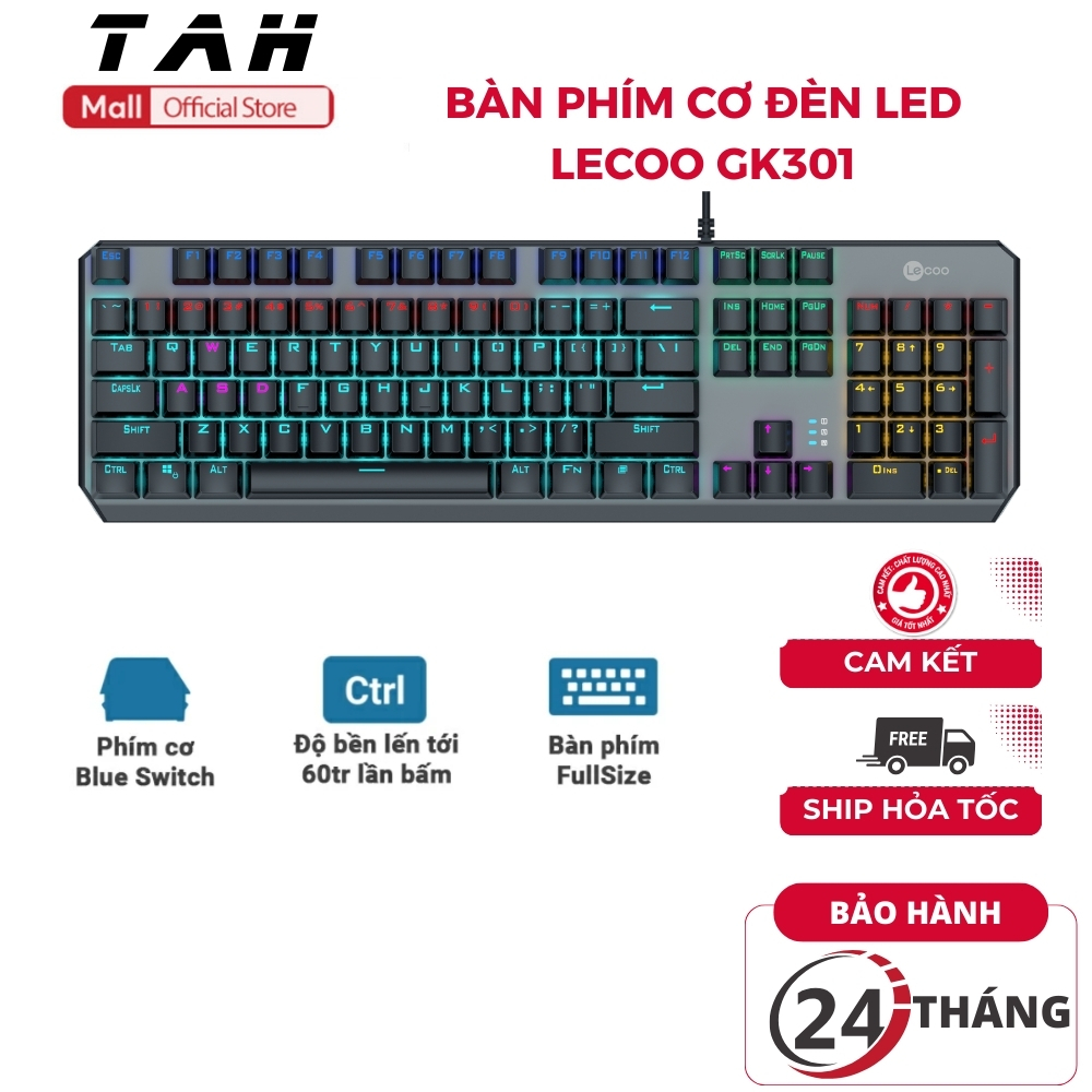 Gk301 Wired Mechanical Gaming Keyboard, Lecoo Keyboard Full Size Blue ...