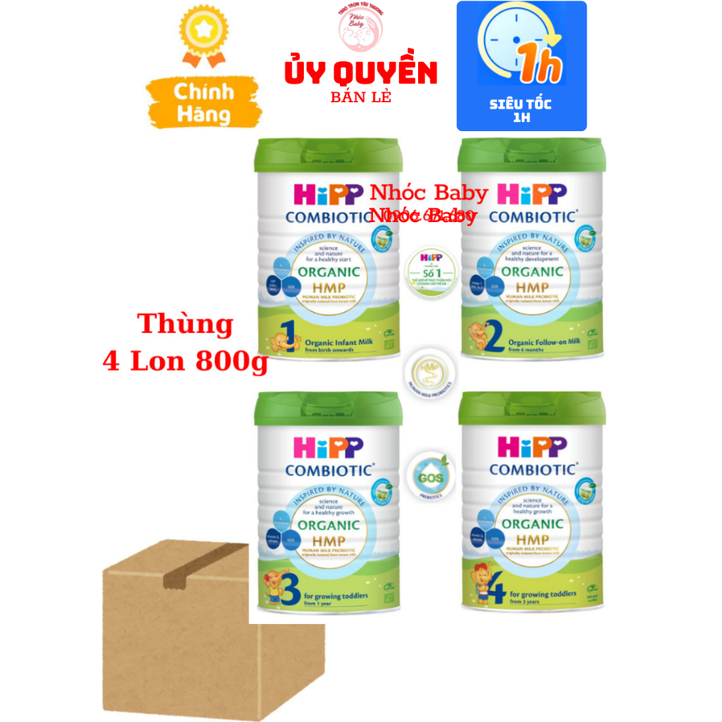 [Combo Of 4 Cans] HiPP Organic Milk No. 1,2,3,4 formula milk powder 800g helps babies increase ...