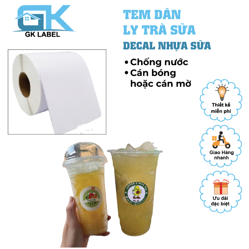 Milk Tea Cup sticker, Milk Tea Cup Logo - Waterproof plastic Decal ...