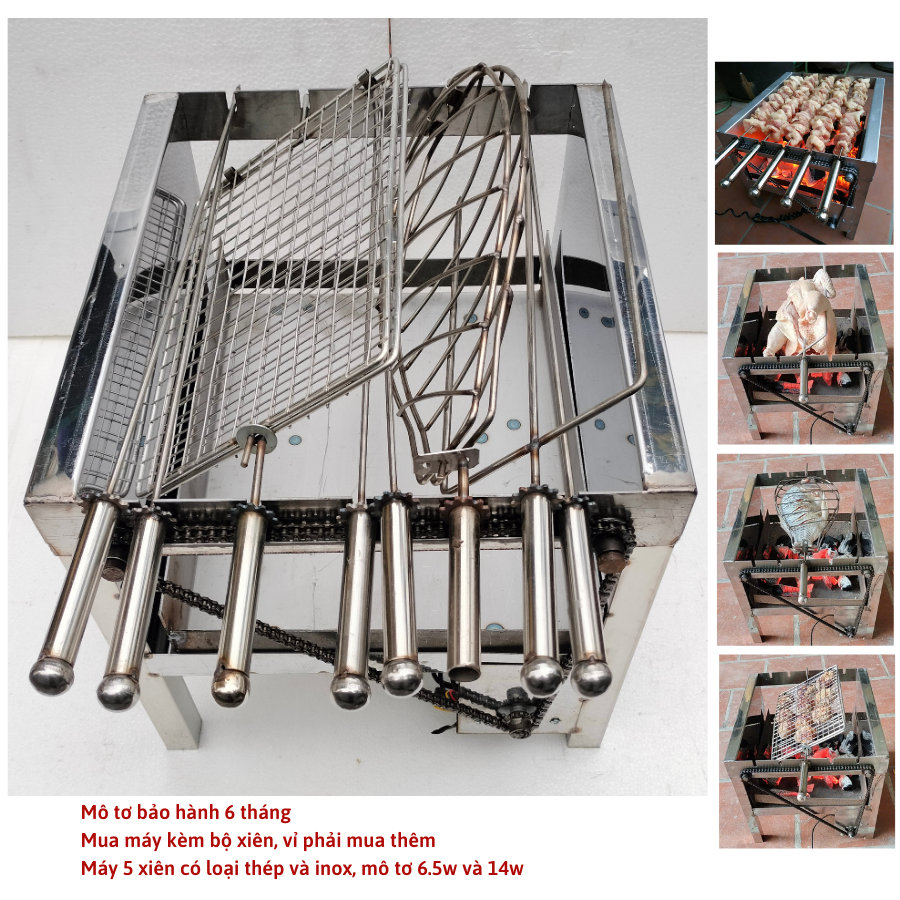 Mini chicken and duck roaster, charcoal grill, 5 skewers, 6 skewers ...