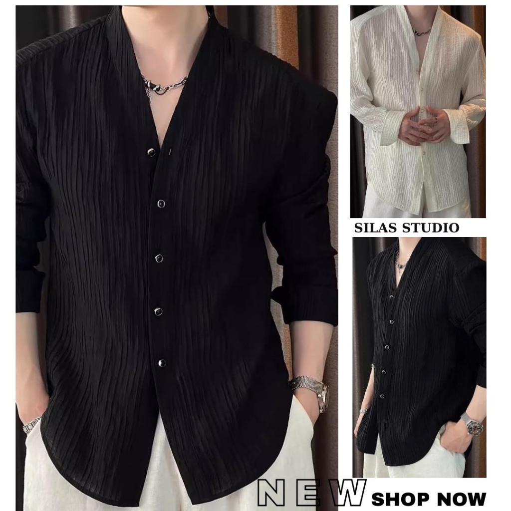 Silas Cotton Men's Long Sleeve Sponge Shirt Standing Form Wide Form ...