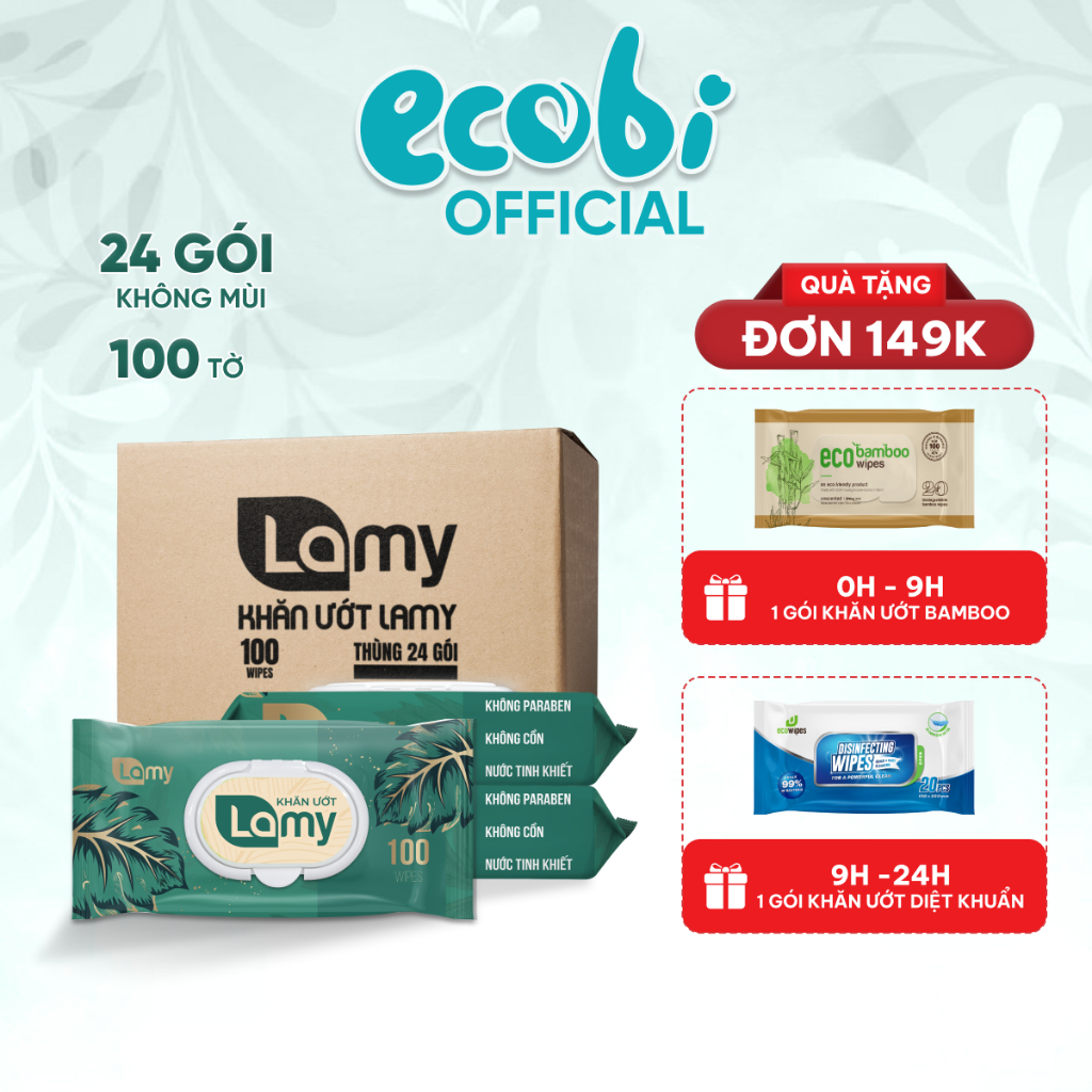 Box Of 24 Premium Lamy 100-Sheet Non-Alcoholic parabens Wet Wipes For ...