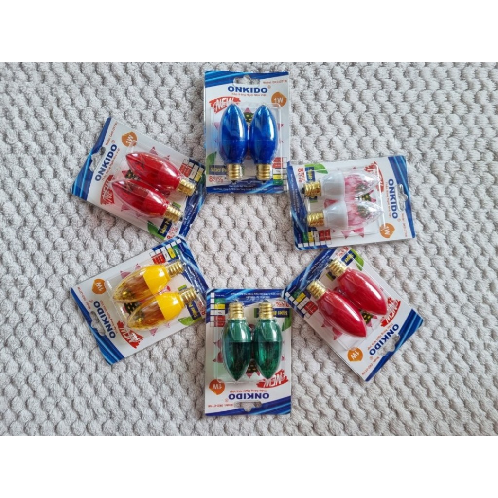 Blister of 2 LED chili pepper bulbs 1W (E12 tail) - All colors (opaque ...