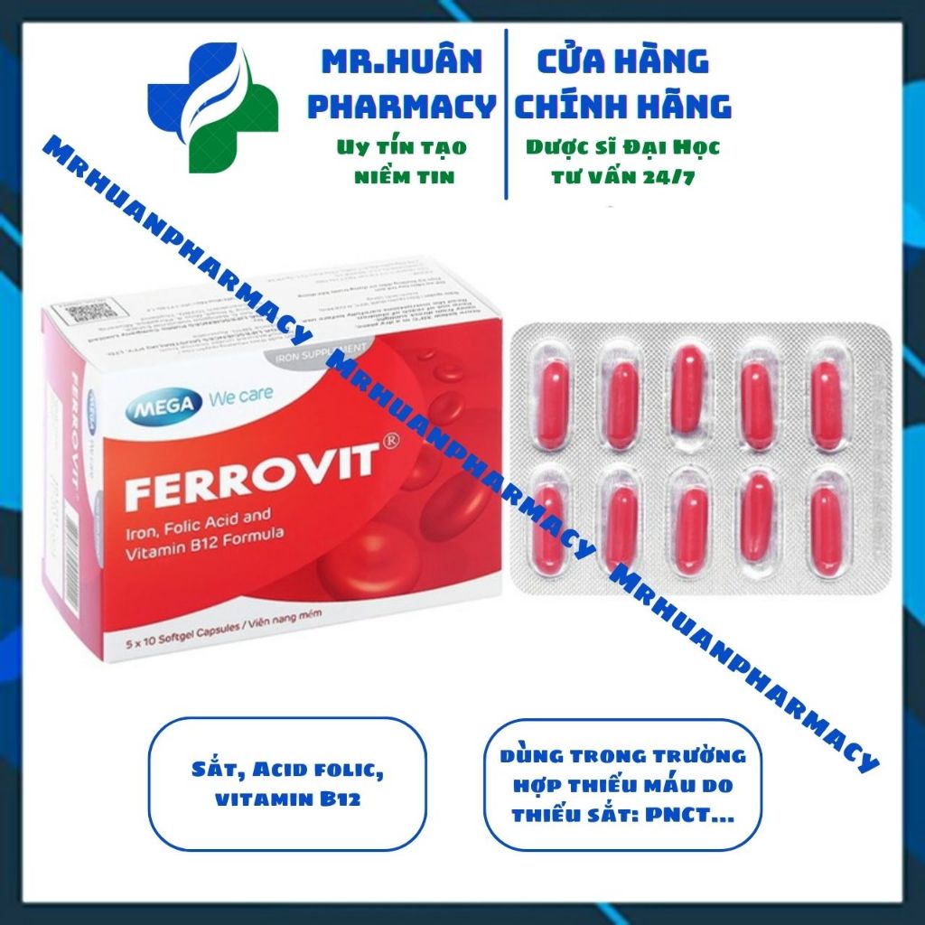 Ferrovit (Box Of 50 Tablets) - Iron, Folic Acid And Vitamin B12, Used ...