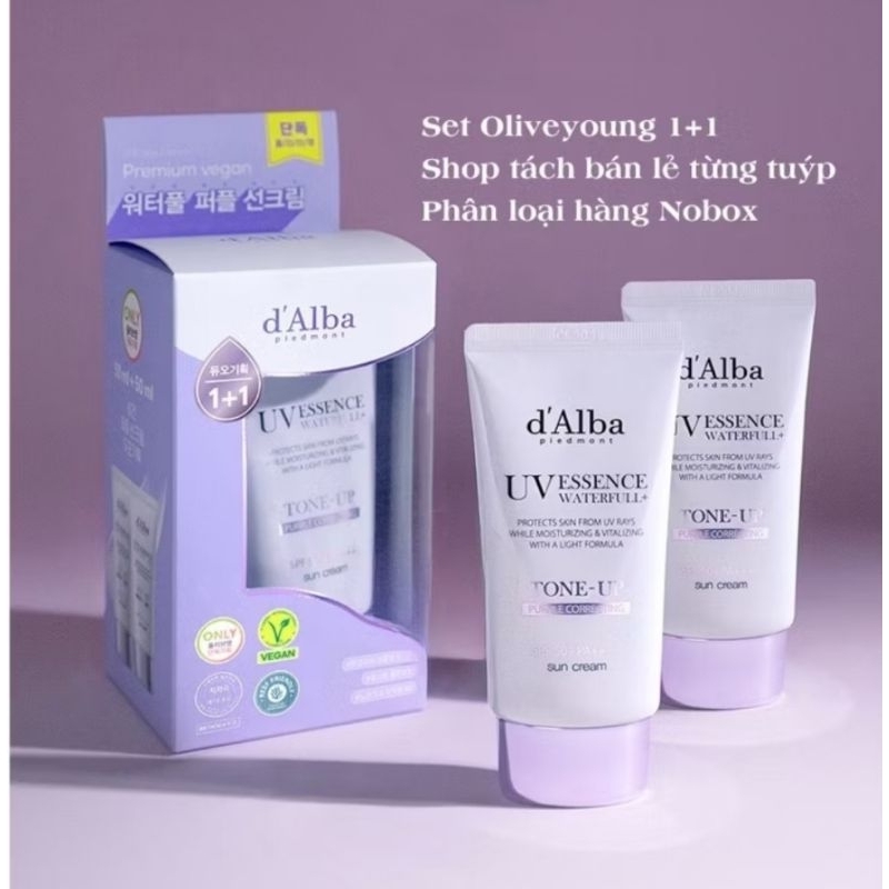 D'alba UV essence Waterful Full Tone up- Purple Correcting Suncream SPF 50+ PA + + + + 50ml ...