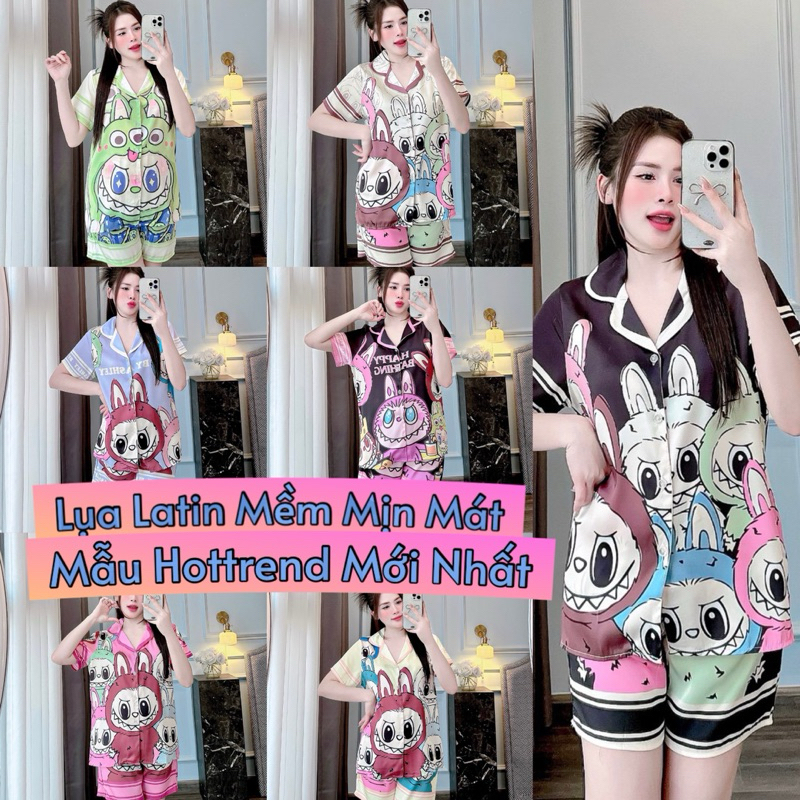 Latin silk Labubu thigh pajamas, cute new design, soft and cool ...