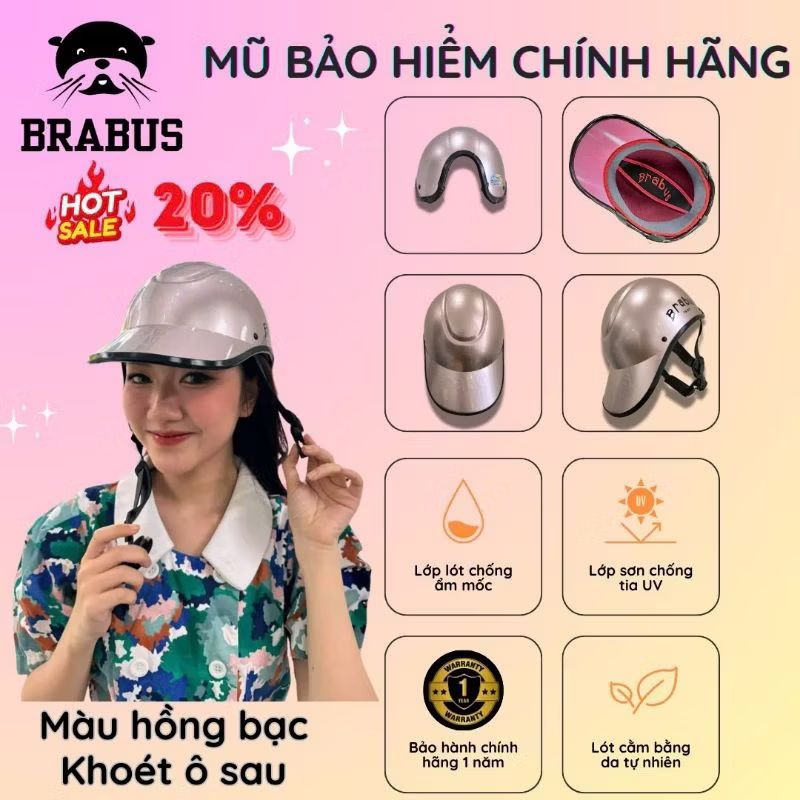 Brabus genuine silver pink nape helmet (No version) | Shopee Malaysia