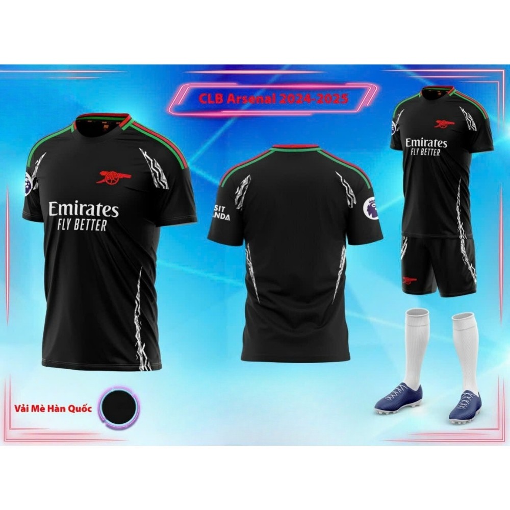 Arsenal 2025 soccer jersey black Korean sesame fabric WITH PRINTING ...