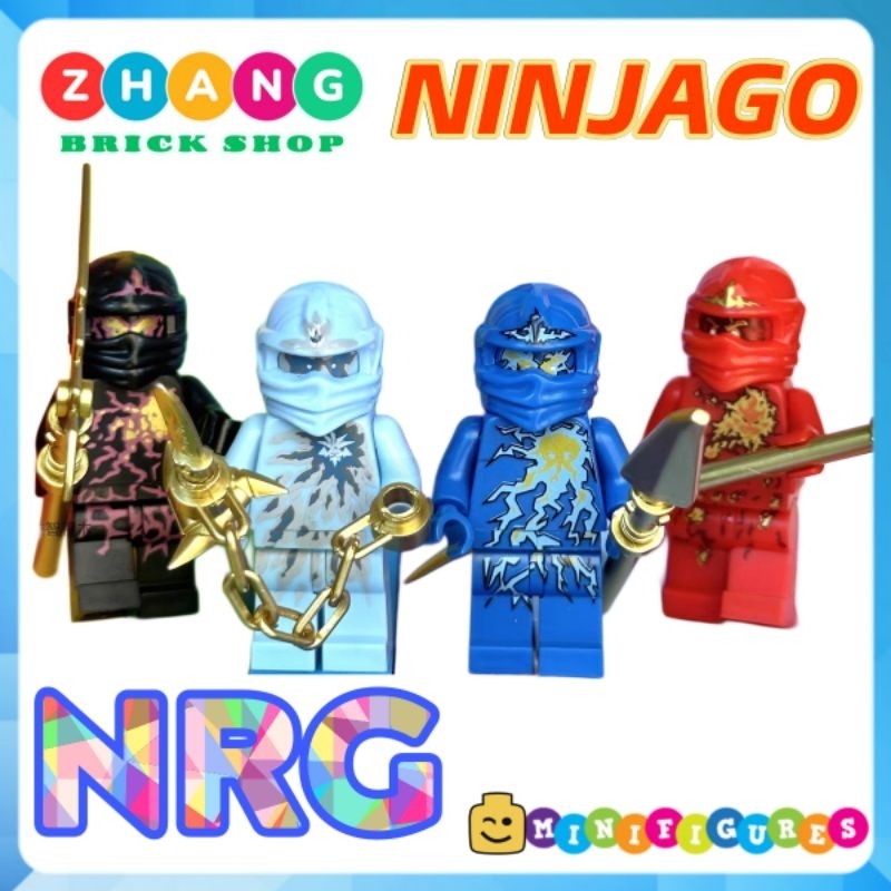Ninjago NRG Zane Kai Cole Jay puzzle toy with four golden warriors ...