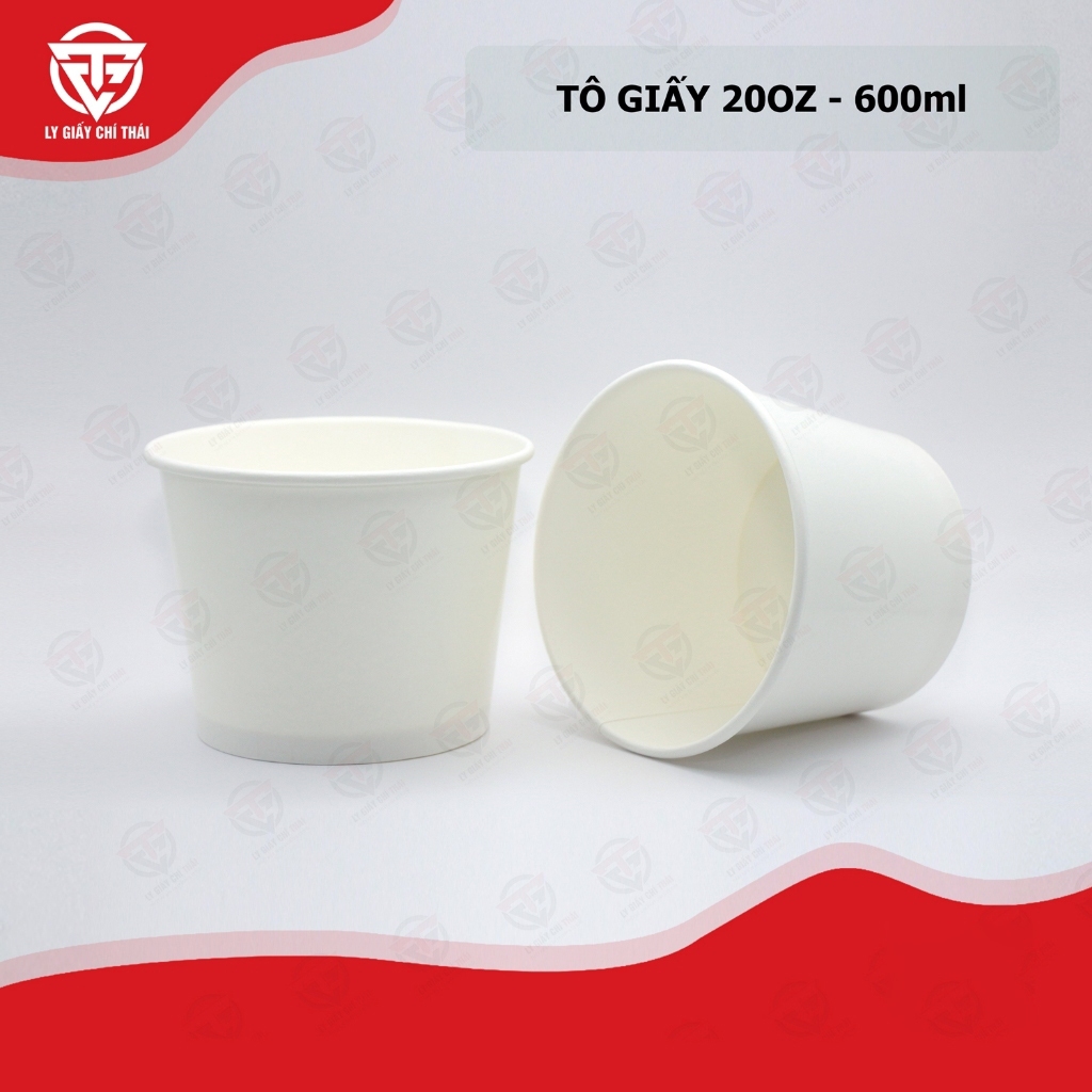 Set of 50c Paper Bowls Paper Cups 20oz 600ml WITH THICK PP LID ...