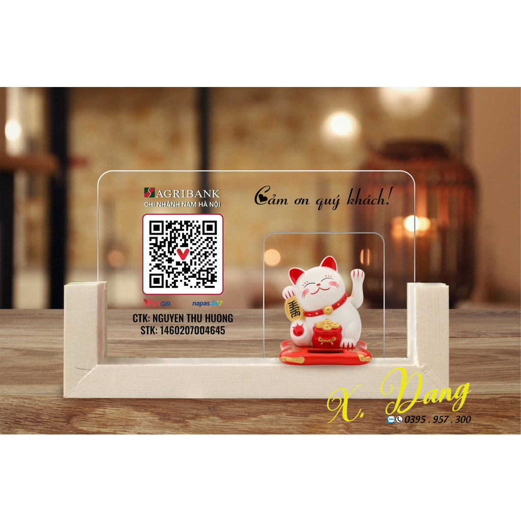 Waving lucky cat qr code scanning board, printing bank account ...