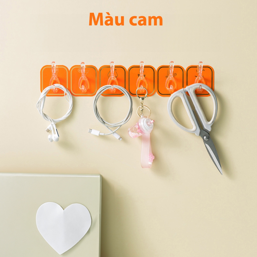 Bar of 6 super sticky multi-purpose heavy-duty wall hooks, size 6,4cm x ...