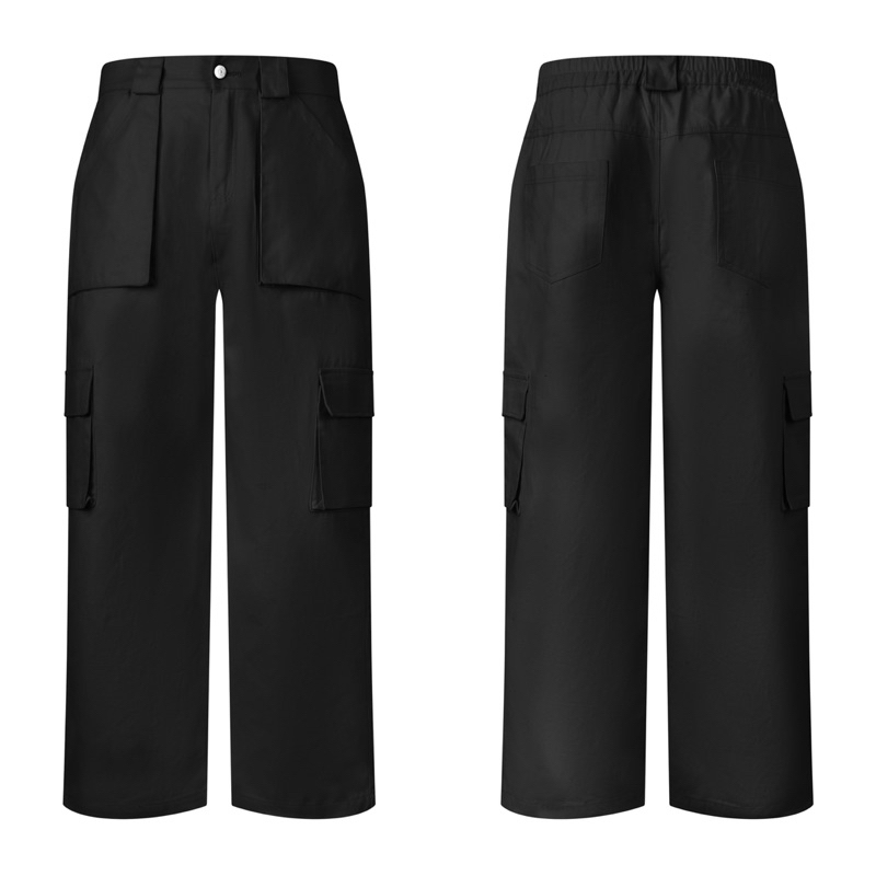 Khaki Pants Black Men Women Wide Tube Box Pants, cargo Pants Khaki ...