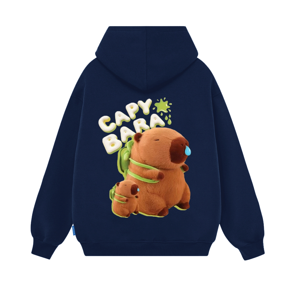 Plain Hoodie & multi-colored zip CAPYBARA Blue Backpack, extremely ...