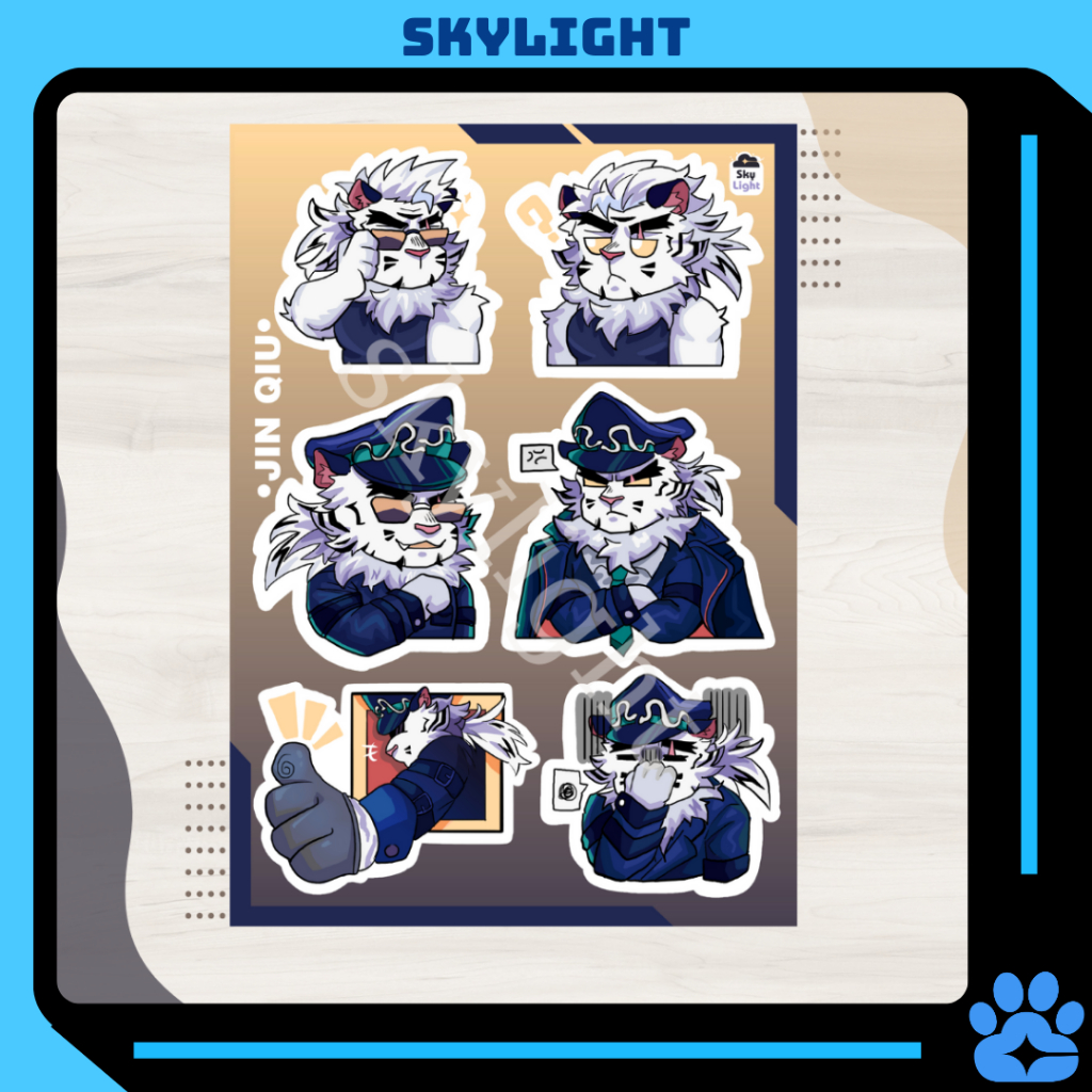 No.07 JIN QIU -Dislyte- Sticker Furry Sheet A6 Waterproof pvc Decal ...