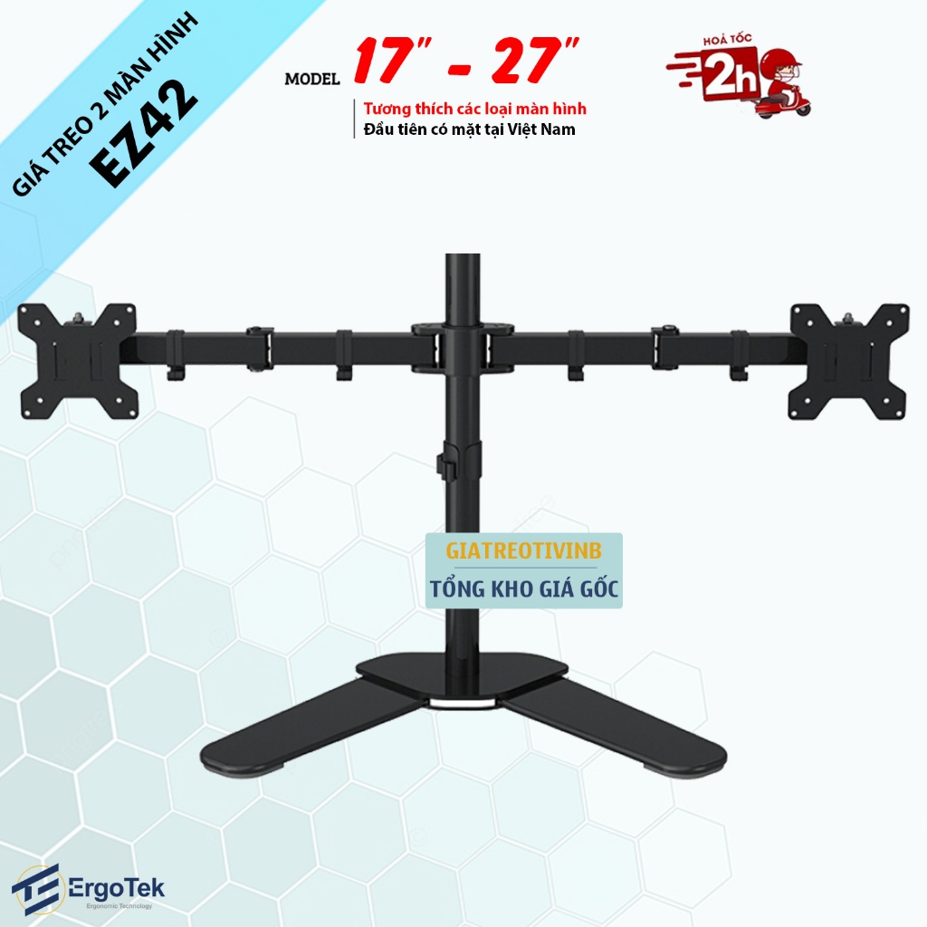 Dual Monitor Mount - ErgoTek EZ42 17 - 27 Inch Desk Mount Dual Monitor ...