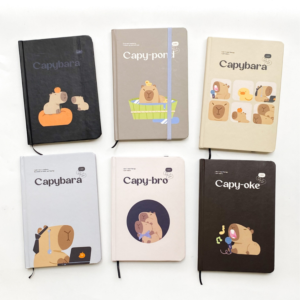 Cute Capybara horizontal notebook, 180-page mini pocket size Crabit ...