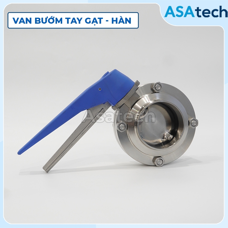 Microbiological stainless steel clamp butterfly valve connected to 2 ...