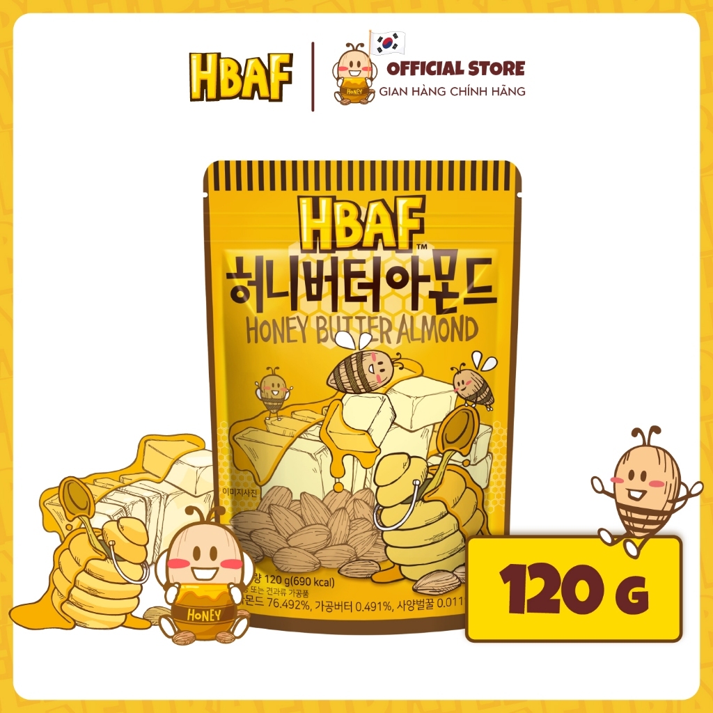 Hbaf Honey Butter Flavored Almonds 120G Korean Choose Convenient Snack Nutrition Healthy Health ...